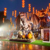 China Halloween Themed Large Scale Custom Animatronic Dragon With Dynamic Smoke for sale