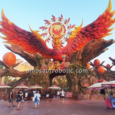 China Custom Golden Crow Animatronic with 3D Modeling Dynamic Water Spraying for sale
