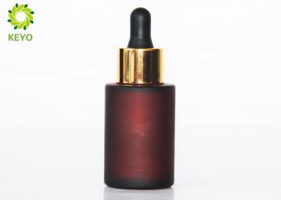 China 1 OZ Amber Glass Bottles With Dropper , Cylindrical Essential Oil Dropper Bottles for sale