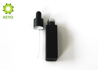 China 10ml Matte Black Glass Dropper Bottles Square Shape For CBD Essential Oil for sale