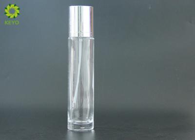 China Round Clear Glass Lotion Dispenser Bottle 120ml With Silver Color Plastic Pump for sale