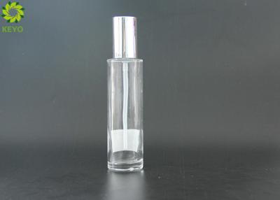 China Clear Moisturizer Glass bottle , 100ml Skin Care Lotion Pump Bottle for sale