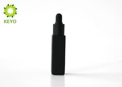 China Matte Black Empty Essential Oil Bottles , Square Shape 10ml Glass Dropper Bottles for sale