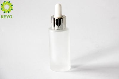 China Cylindrical Frosted Glass Foundation Bottle , 30ml Glass Dropper Bottles for sale