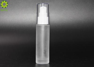 China Frosted Moisturizer Glass Bottle , Round Essence Oil Empty Glass Pump Bottles for sale