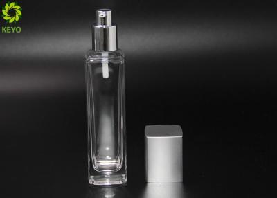 China 120ml Glass Moisturizing Lotion Pump Bottle With Electroplating Silver Pump Cap for sale