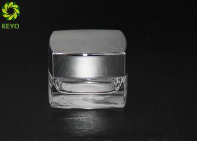 China Thick Bottom 20g Cosmetic Cream Jar , Square Shape Transparent Glass Jar for sale