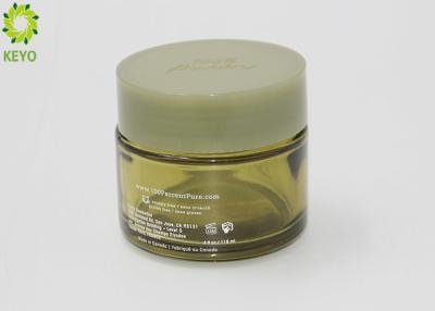 China Round Shape Green Cosmetic Face Mask Jar 50g Heat Resistant Glass Material Made for sale