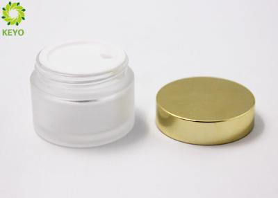 China 30g 1 OZ Frosted Cosmetic Jars Glass / Cosmetic Containers With Gold Screw Cap for sale