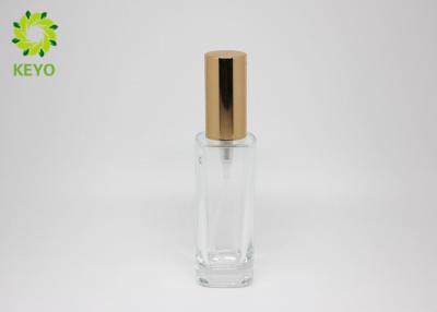 China Customizable Empty Glass Cosmetic Containers With Golden Aluminum Sprayer for sale
