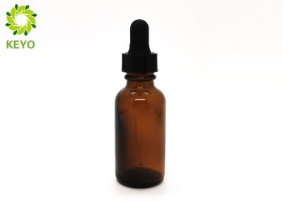 China Cylindrical Amber Glass Essential Oil Bottles 30ml With Dropper Sealing Cap for sale