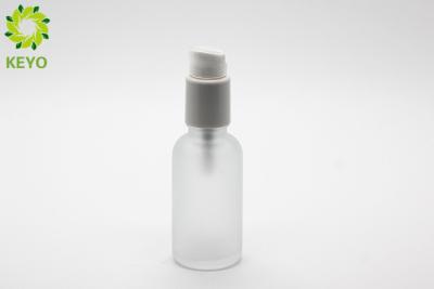 China Boston Round Glass Pump Bottles 30ml For Liquid Foundation / Concealer for sale