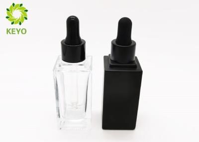 China Glass Essential Oil Dropper Bottles , Square Shape 1 OZ Cosmetic Containers for sale
