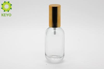 China Clear Boston Round Pump Bottles , 30ml Glass Liquid Foundation Containers for sale