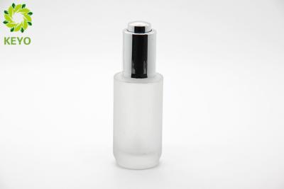 China Frosted Glass Foundation Bottle , 30ml Glass Dropper Bottles For Essential Serum for sale