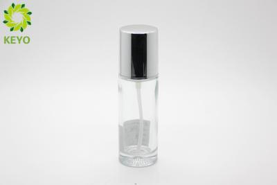 China Straight Shoulder Empty Foundation Bottle With Pump 40ml Clear Glass Made for sale