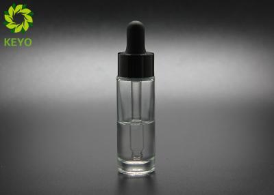 China Round Shape 15ml Clear Glass Serum Bottles With Black Aluminium Dropper for sale