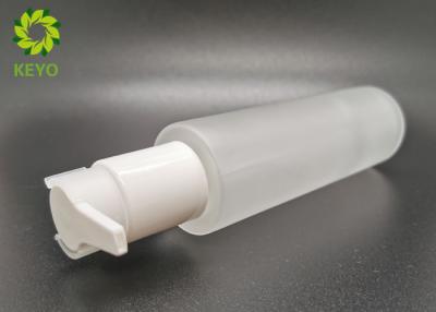 China Frosting Empty Cosmetic Bottles , Glass Makeup Bottles With White Self Lock Lotion Pump for sale