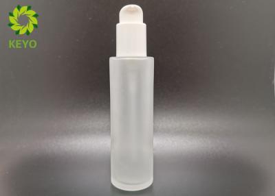 China 4oz 120ml Empty Frosted Glass Cosmetic Bottles With White Color Pump Sprayer for sale