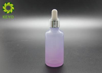 China Frosted Gradient Color Empty Cosmetic Bottles With Silver Aluminum Dropper for sale
