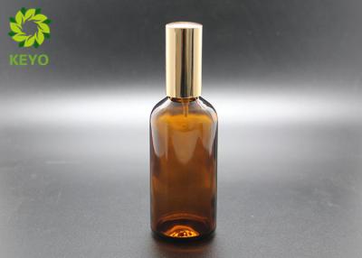 China 1Oz Glass Empty Foundation Bottle With Gold Aluminum Cap In Amber Color for sale