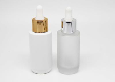 China Custom White Frosted 30ml Essential Oil Bottles With Gold Silver Plastic Dropper Cap for sale