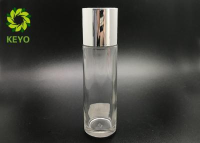 China 4OZ Clear Round Glass Toner Bottle With Silver Cap For Essential Oil for sale