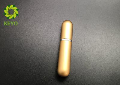 China Mini 5ml Glass Perfume Bottles With Gold Aluminum Case And Silver Spray for sale