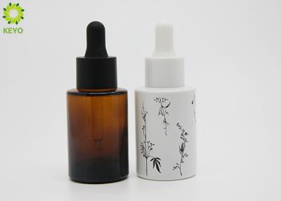 China 30ml Flat Shoulder Colored Glass Essential Oil Dropper Bottles With Custom Box for sale
