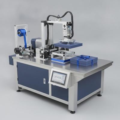 China LY-450 Semi Automatic Rigid Box Making Machine Featuring Ribbon Inserting System for Consistent and Fast Cover and Box Assembly for sale