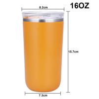 China 16 Oz Stainless Steel Coffee Mug With Lid And Metal Vacuum Straw for sale