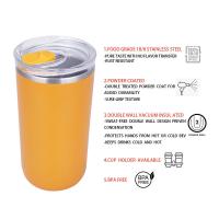 China 16 Oz Stainless Steel Coffee Mug With Lid And Metal Vacuum Straw for sale
