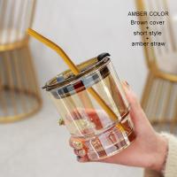 China 420ml 450ml Soda Lime Glass Reusable Coffee Cups With Lids Leak Proof Travel Mug for sale