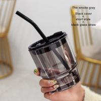 China 420ml 450ml Soda Lime Glass Reusable Coffee Cups With Lids Leak Proof Travel Mug for sale