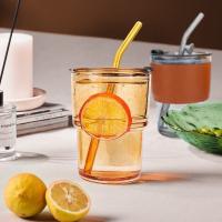 China OEM ODM 400ml Glass Coffee Cup / Mug With Lid And Straw for sale