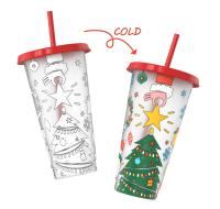 China 24ozcolor Changing Plastic Cup Christmas Tumbler With Straw for sale