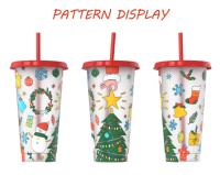 China 24ozcolor Changing Plastic Cup Christmas Tumbler With Straw for sale
