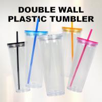 China Double Wall Acrylic  Sublimation Glass Snow Globe Tumbler 24oz for sale