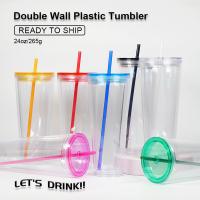 China Double Wall Acrylic  Sublimation Glass Snow Globe Tumbler 24oz for sale