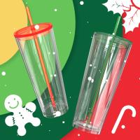 China Double Wall Acrylic  Sublimation Glass Snow Globe Tumbler 24oz for sale