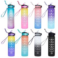 China 32oz Gym Plastic Motivational Water Jug Tritan Sports Water Bottle for sale