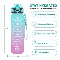 China 32oz Gym Plastic Motivational Water Jug Tritan Sports Water Bottle for sale