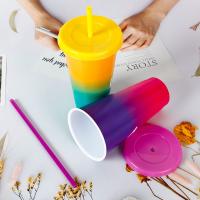 China 710ml PP Plastic Disposable Plastic Juice Cup With Lid And Straw for sale