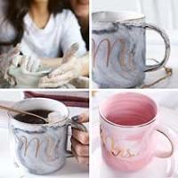 China Anniversary Gifts 11oz Couple Ceramic Mug Set 100% Leakproof Lightweight for sale
