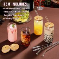 China 16 Oz Beer Can Drinking Glasses With Bamboo Lids 4pcs Set for sale