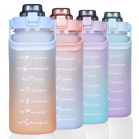 China Large Half Gallon 64oz Motivational Water Bottle With Straw Time Marker BPA Free For Fitness for sale