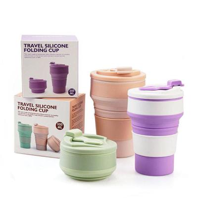 China 350ml 500ml Silicone Travel Coffee Cup Collapsible OEM ODM for sale