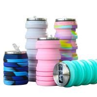 China Folding Silica Gel Water Bottle 480ml Collapsible Silicone Coffee Mug for sale