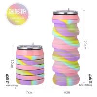 China Folding Silica Gel Water Bottle 480ml Collapsible Silicone Coffee Mug for sale