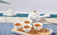 China 8oz 4 Pieces Asian Tea Set Portable Ceramic Tea Set With C Shaped Handle for sale
